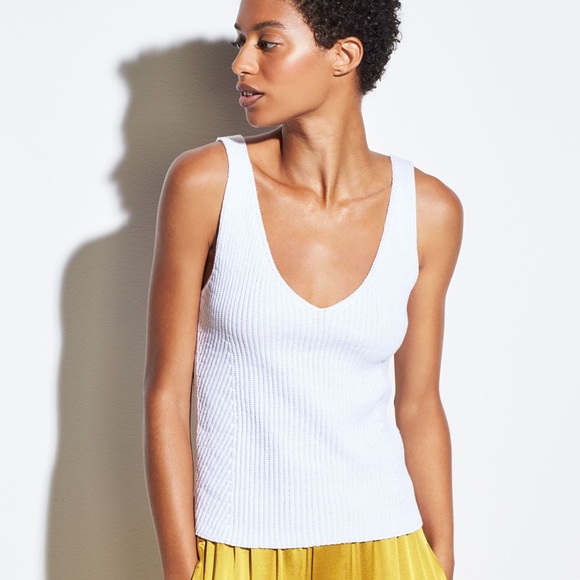 Vince | Tops | New Vince White Directional Rib Tank Xl | Poshmark